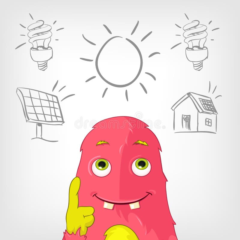Funny Monster Thinking Solar Energy Stock Illustrations – 3 Funny ...