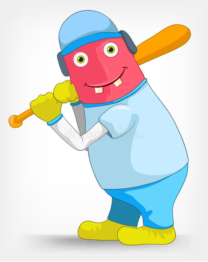Funny Monster. Baseball. stock vector. Illustration of happy - 25707861