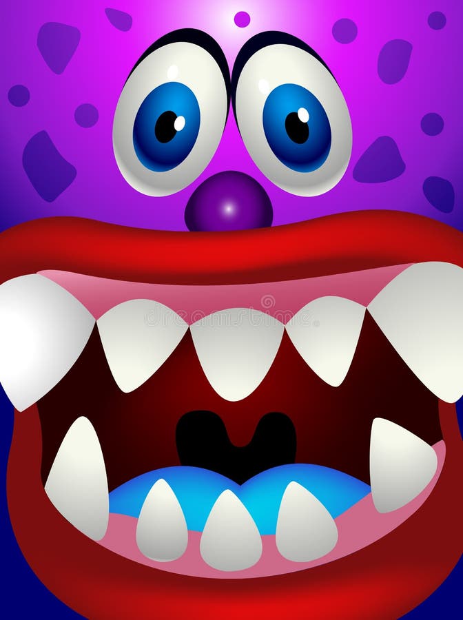 Cartoon Screaming Monster Face. Vector Halloween Red Angry Monster ...