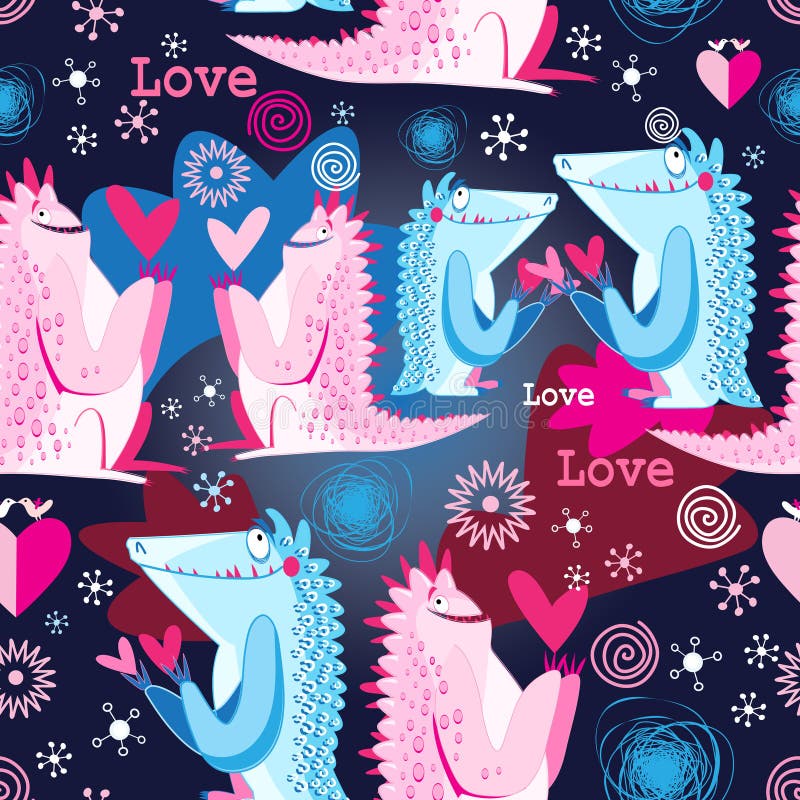 Funny monster lovers stock vector. Illustration of heart - 56753358