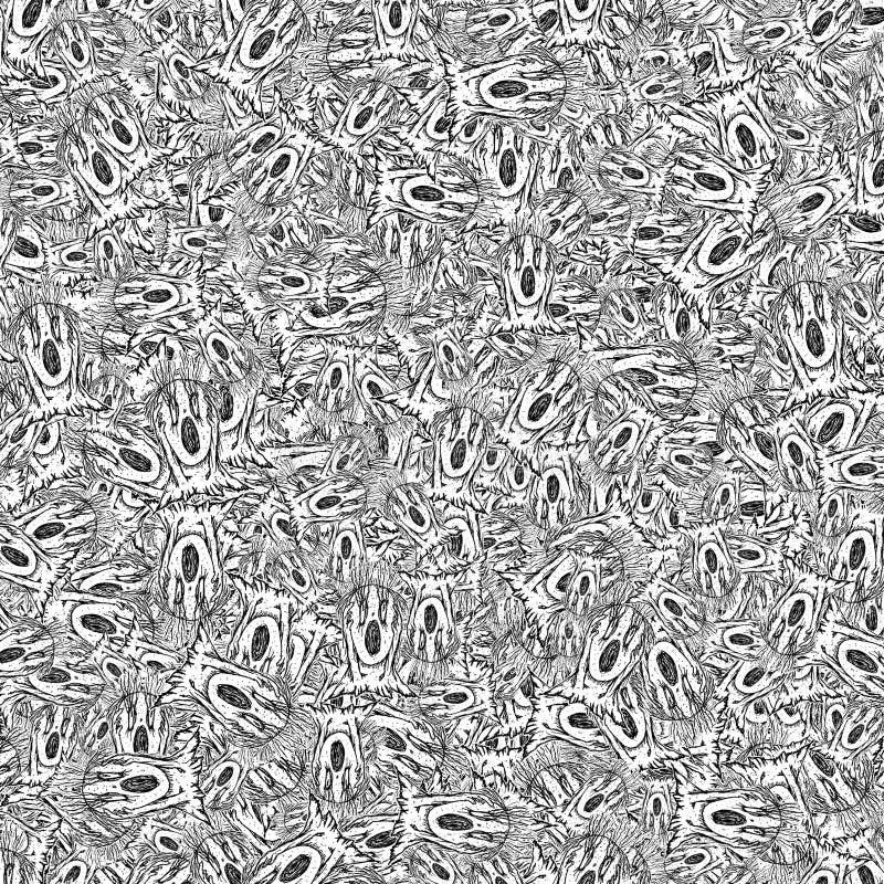 Funny Monster with Scary Expression Drawing Motif Pattern Stock ...