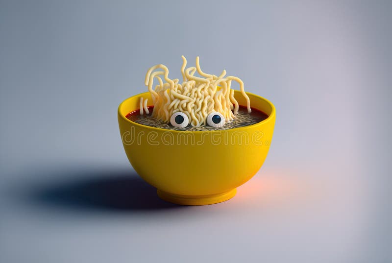 Funny Monster Spaghetti Cute Pasta Noodle Or Ramen Character With Crazy Funny Face Generated