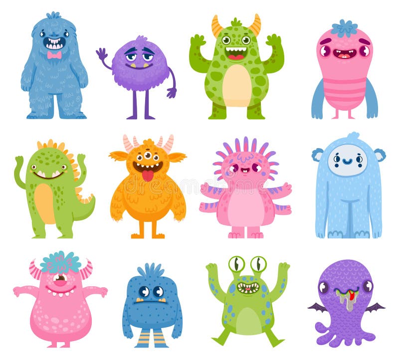 Cartoon Monster Mascot Halloween Funny Monsters Bizarre Gremlin With