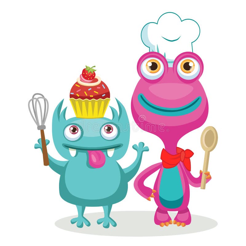 Funny Monsters Chef Character Vector. Animal Chef Cartoon Theme ...