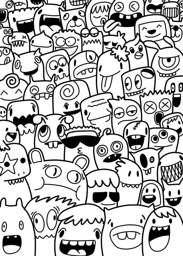 Hand-drawn Illustrations, Monsters Doodle, Hand Drawn Cartoon Monster ... Hand-drawn Illustrations, Monsters Doodle, Hand Drawn Cartoon Monster ...