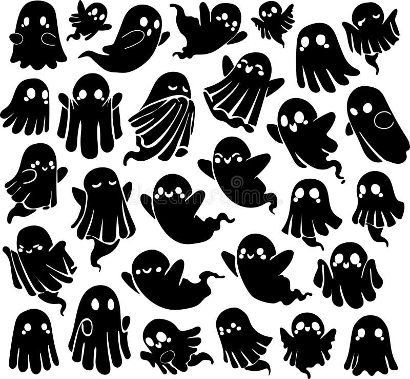 Funny Monsters Ghost in a Cartoon Style. Halloween Concept Stock Vector ...