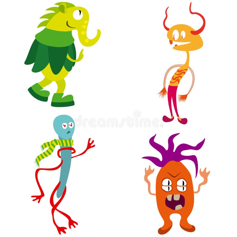 Funny monsters set stock vector. Illustration of gloomy - 156532991