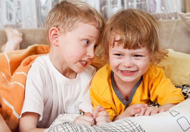 Funny morning scene in bed stock image. Image of people - 30540559