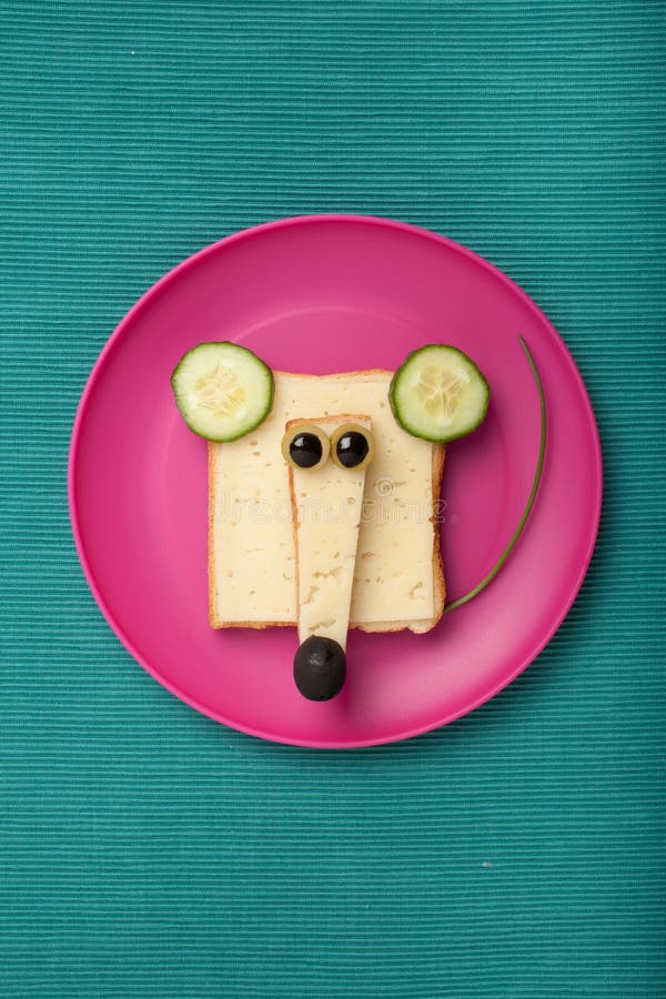 Funny Mouse Made of Bread and Cheese Stock Photo - Image of onion, food ...