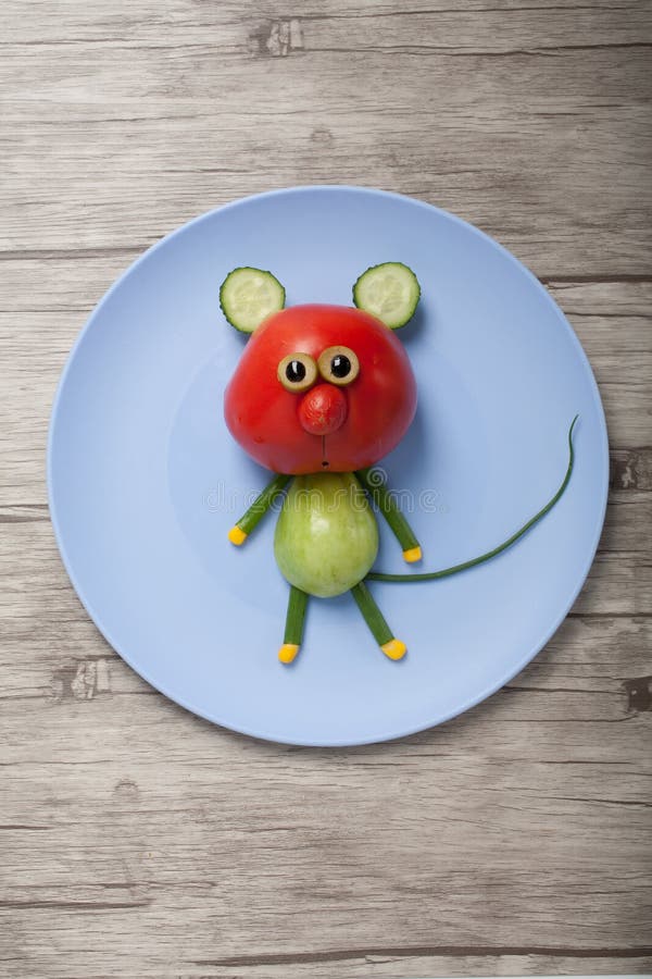 Funny Mouse Made of Red and Green Tomato Stock Image - Image of funny ...