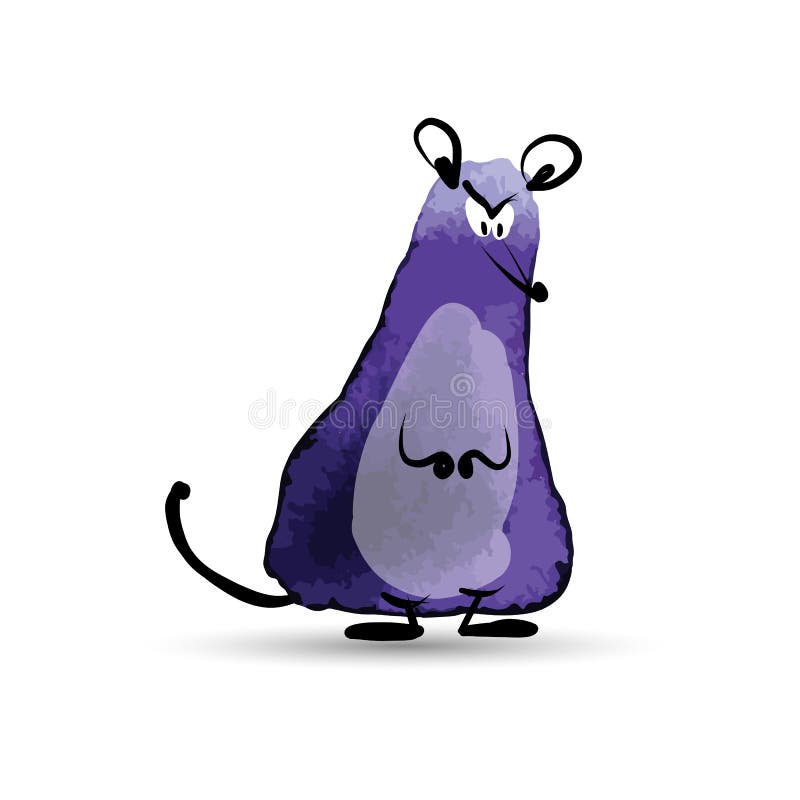 Funny Mouse. Watercolor Sketch for Your Design Stock Vector ...