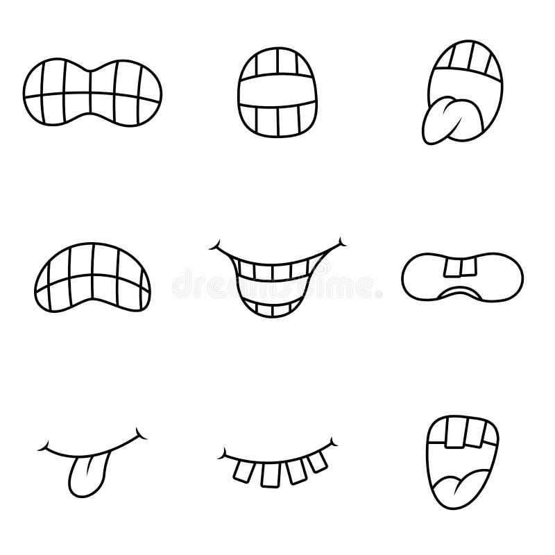 Funny Mouth with Different Expressions Stock Illustration ...