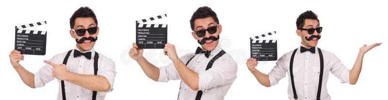 The Funny with Movie Clapper Isolated on White Stock Image - Image of ...