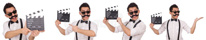 The Funny with Movie Clapper Isolated on White Stock Image - Image of ...