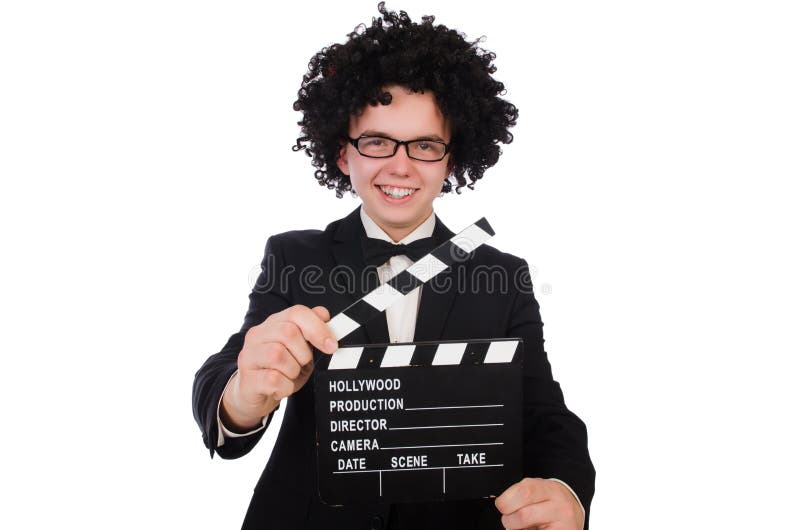 Funny man with movie stock photo. Image of clapboard - 42389508