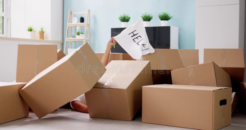 Funny Moving Accidents. Falling Cardboard Boxes Stock Image - Image of ...