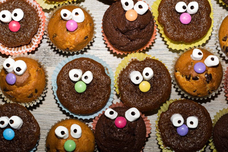 Funny muffins with face stock photo. Image of cake, cupcake - 86188562
