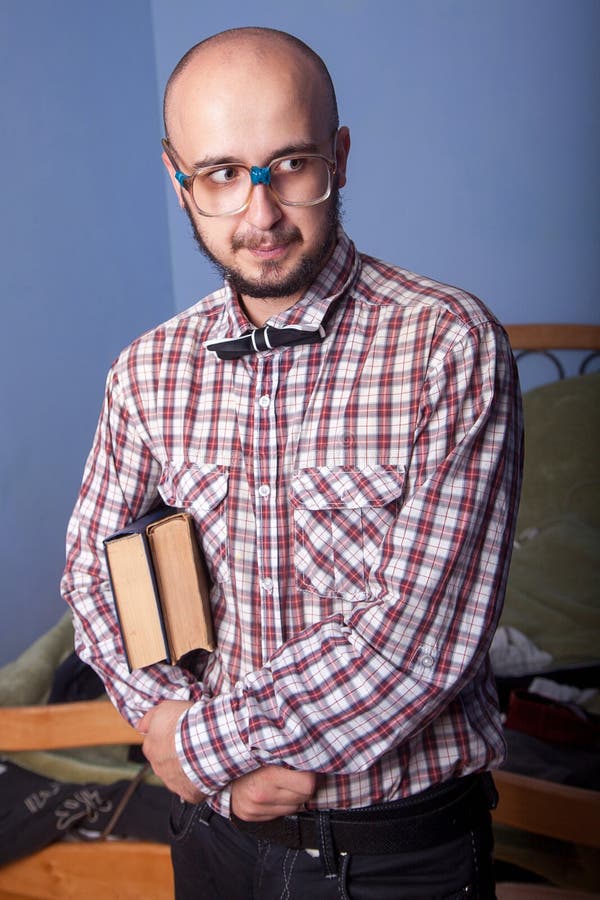 Funny nerd with books stock image. Image of face, concepts - 56388343