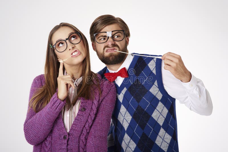 Funny nerd couple stock photo. Image of human, away, hands - 80666920
