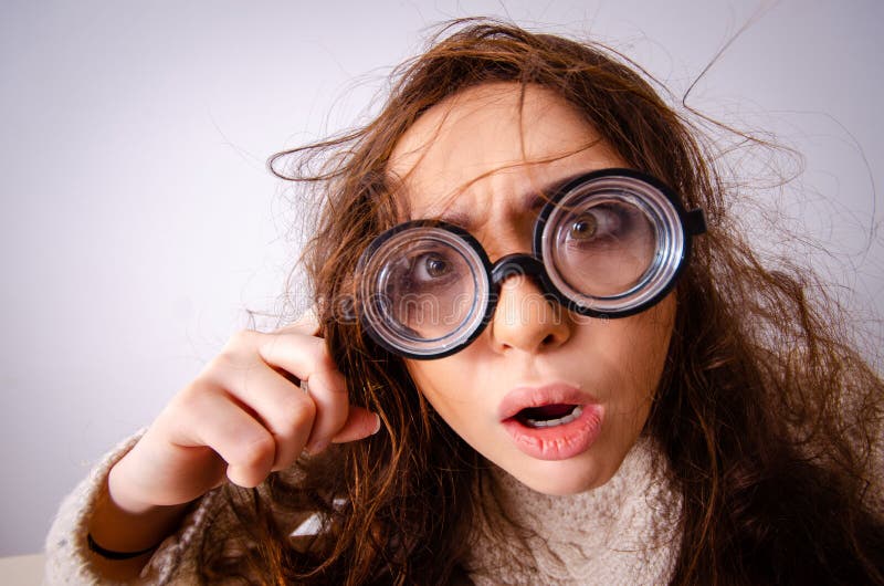 The Funny Nerd Girl Working on Computer Stock Photo - Image of cracker ...