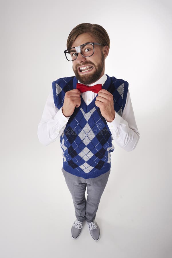 Funny Nerd Man in the Studio Stock Image - Image of intelligence, angle ...