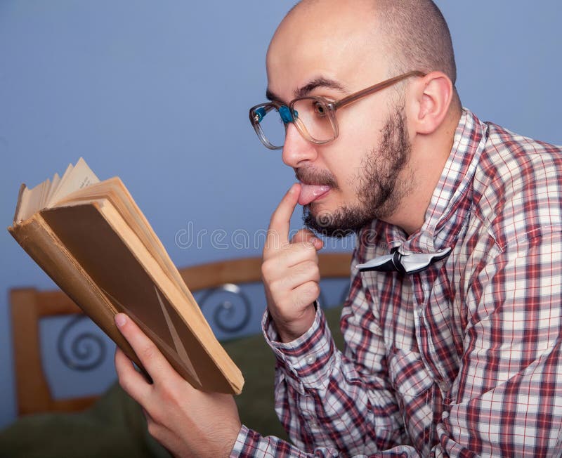 Nerd reading book stock image. Image of geek, nerdy, bookworm - 24143121