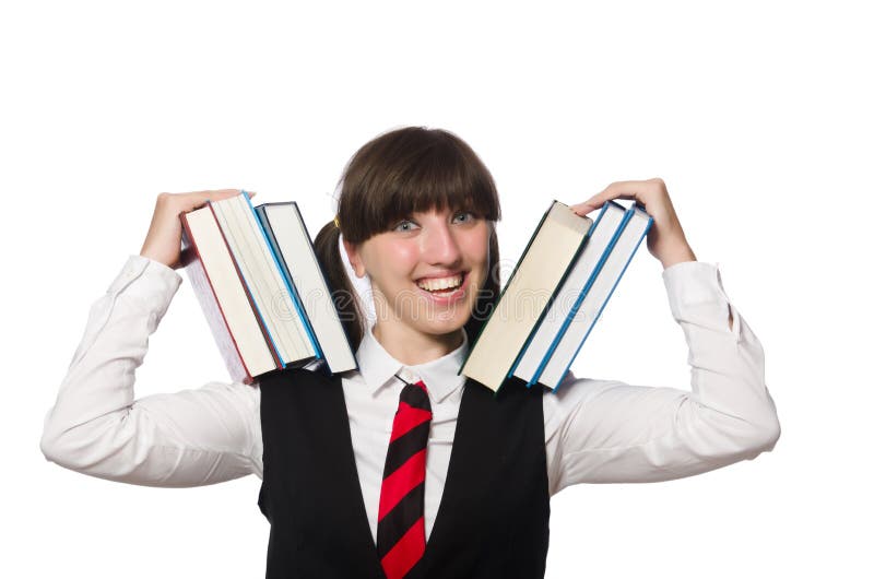 Funny Nerd Student Isolated on White Stock Photo - Image of college ...