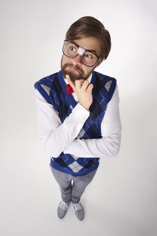 Funny nerd in the studio stock image. Image of stereotypical - 80665499
