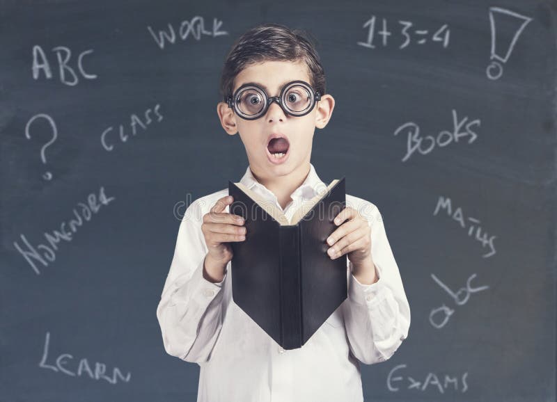 Funny nerdy school boy stock image. Image of alphabet - 67543203