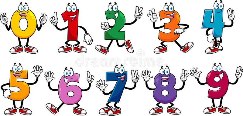 Funny Number Cartoon Character. Vector Collection Set Stock Vector ...