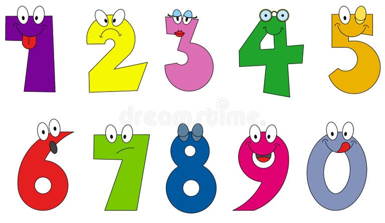 Funny Numbers Cartoon Style Stock Illustration - Illustration of ...