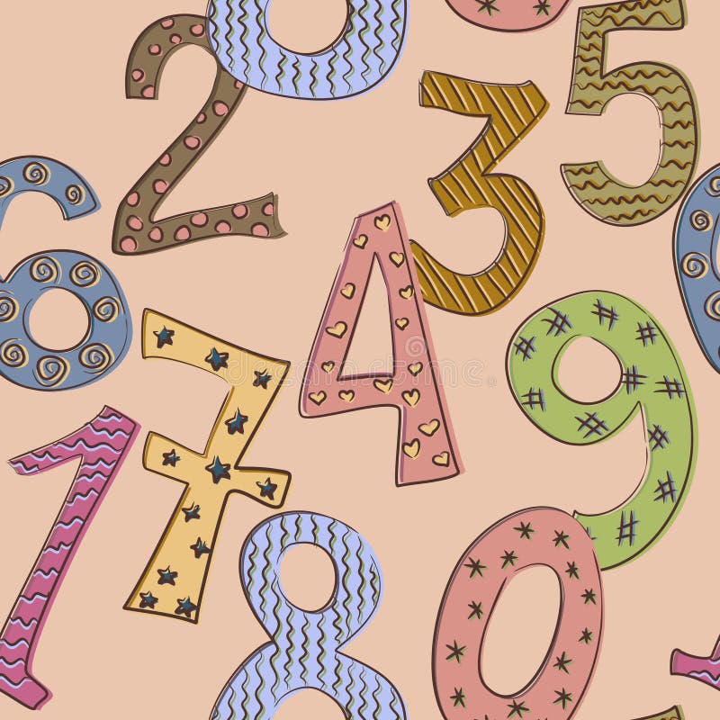 Funny Numbers Seamless Pattern Stock Vector - Illustration of ...