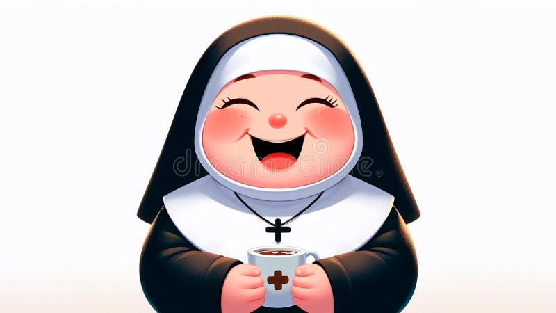 Funny Nun. Close up stock illustration. Illustration of cartoon - 318792006