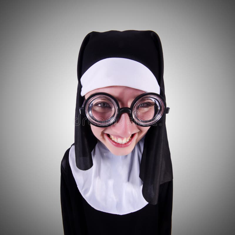 Funny Nun on White Background Stock Photo - Image of dress, feminine ...