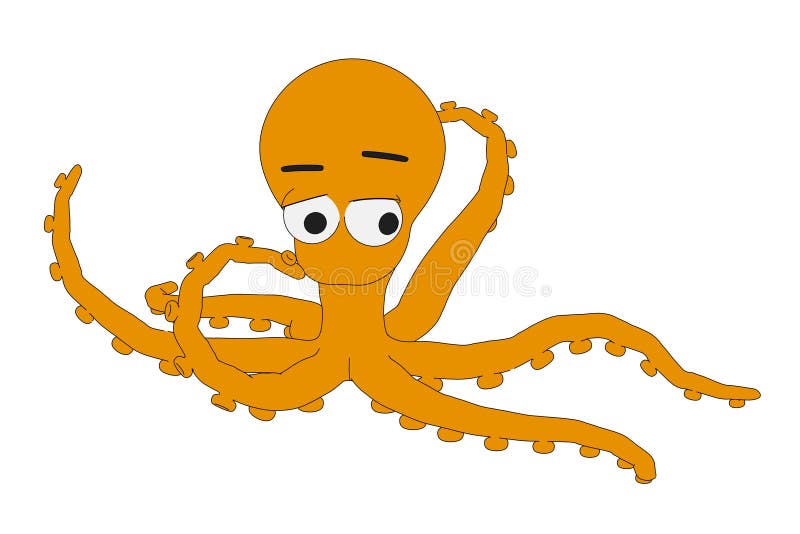 Cartoon octopus - confused stock illustration. Illustration of sqiud ...