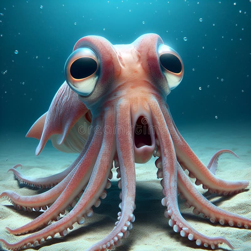 Funny octopus stock illustration. Illustration of coral - 371438527