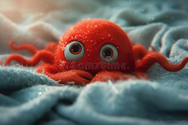 Funny octopus in the ocean stock illustration. Illustration of octopus ...