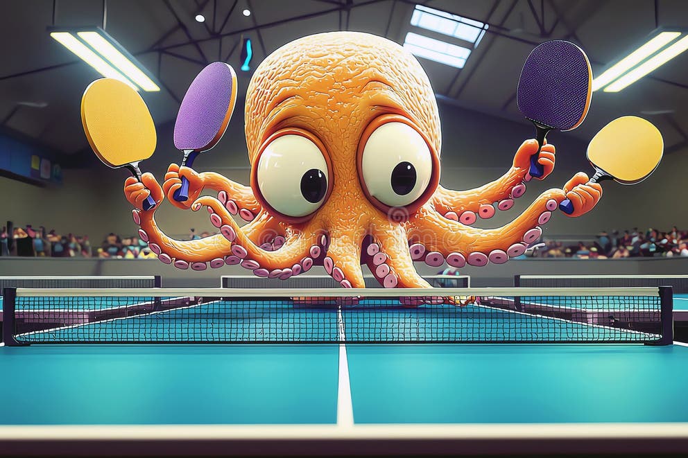 Funny Octopus Playing Ping-pong, AI Generated Stock Illustration ...
