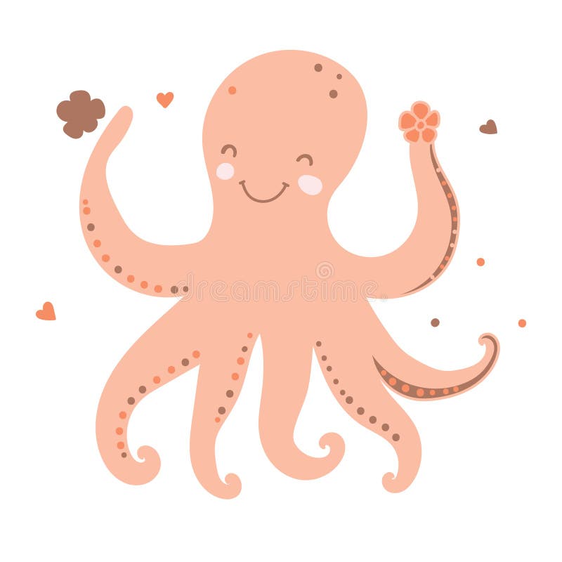 Funny Octopus Vector Illustration Stock Vector - Illustration of ...