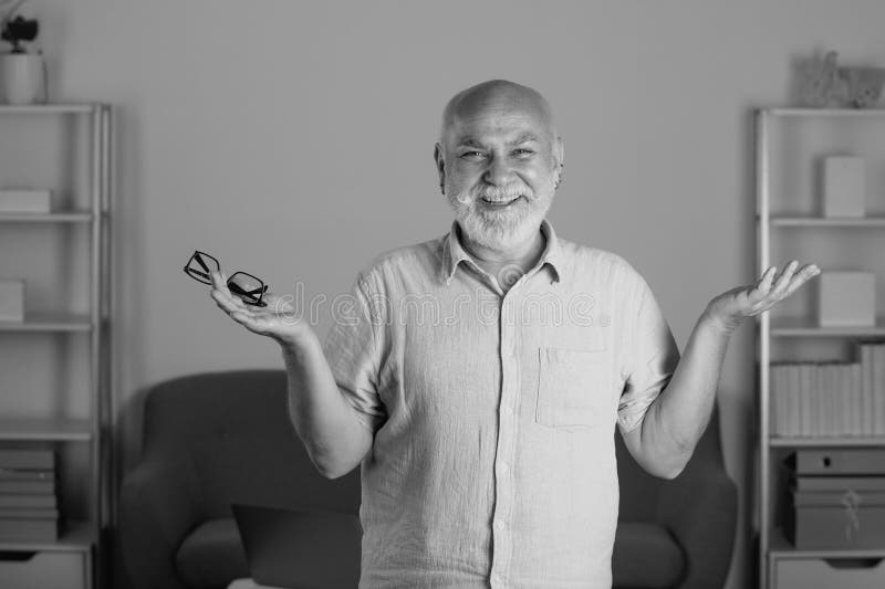 Funny Old Teacher or Professor. Professional Psychologist. Stock Photo ...