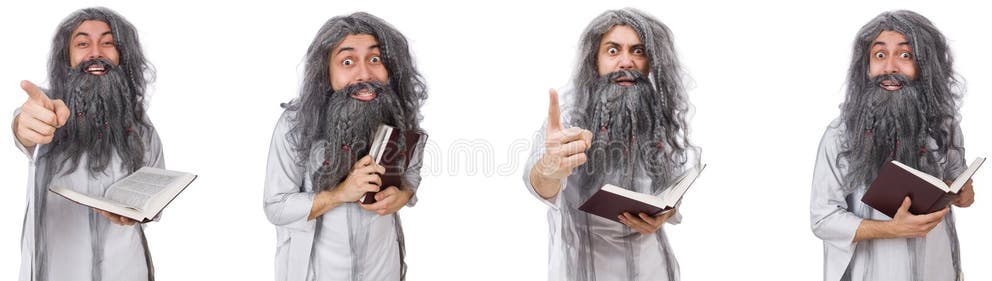 The Funny Old Wizard with Book Stock Photo - Image of compilation ...