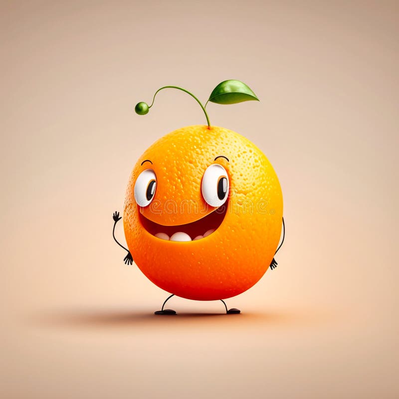 Funny Orange Character Isolated on Empty Background, Generative AI ...