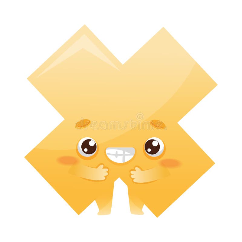 Funny Orange Cross As Geometric Shape Character with Smiling Face ...