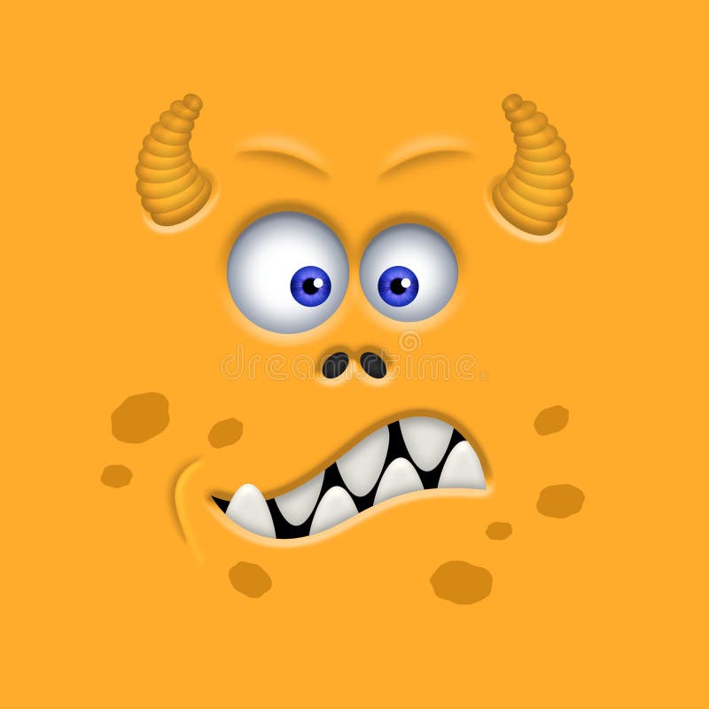 Funny Orange Monster Face Illustration. Stock Illustration ...