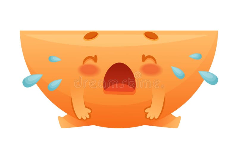 Funny Orange Semicircle As Geometric Shape Character with Crying Face ... Funny Orange Semicircle As Geometric Shape Character with Crying Face ...
