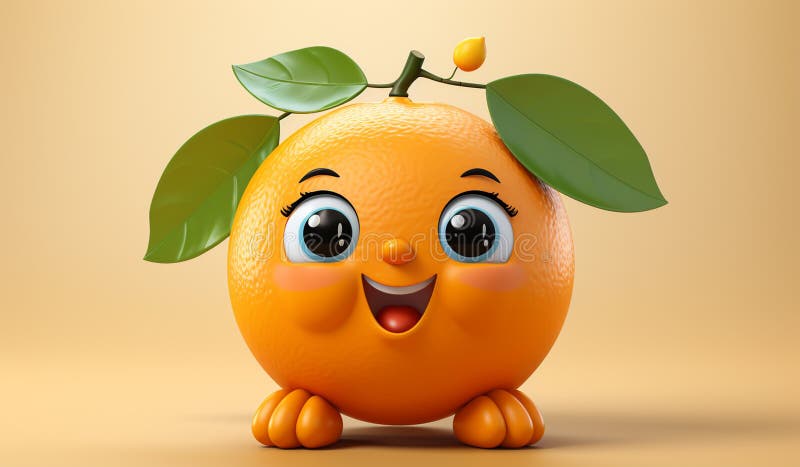 Funny Orange with Smiling Face. AI Generated Stock Photo - Image of ...