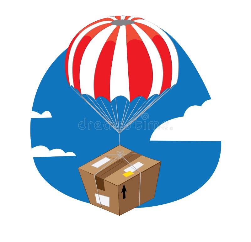 Funny Package with Parachute Landing Stock Vector - Illustration of ...