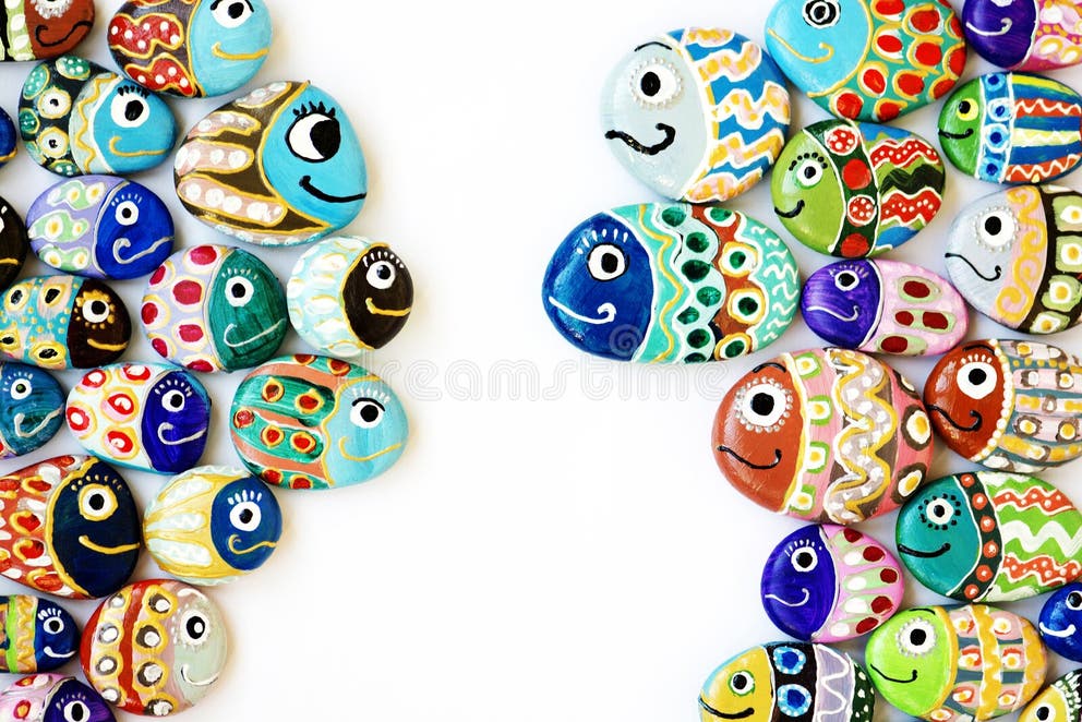 Funny Painted Acrylic Pebbles Stock Image - Image of paint, macro ...