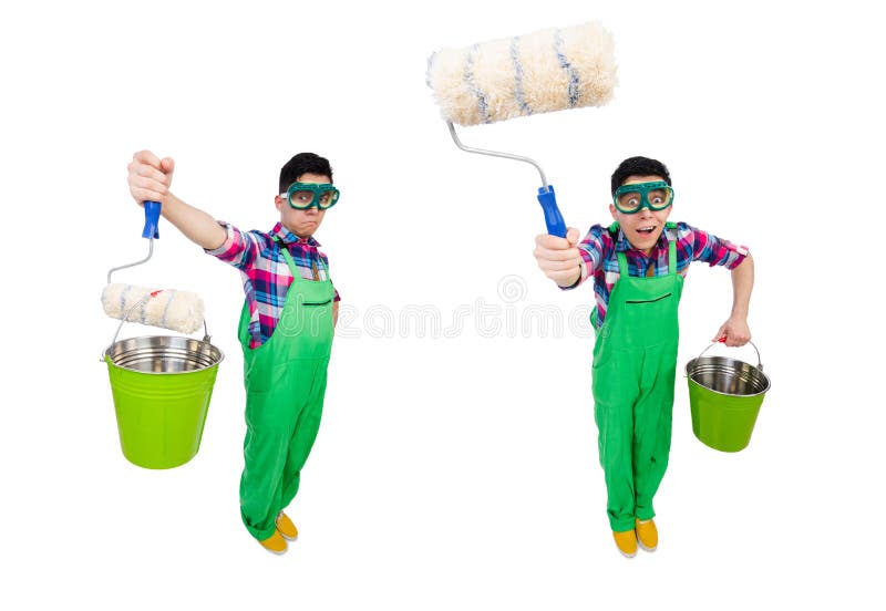 Funny Painter Isolated on White Stock Photo - Image of composite, humor ...