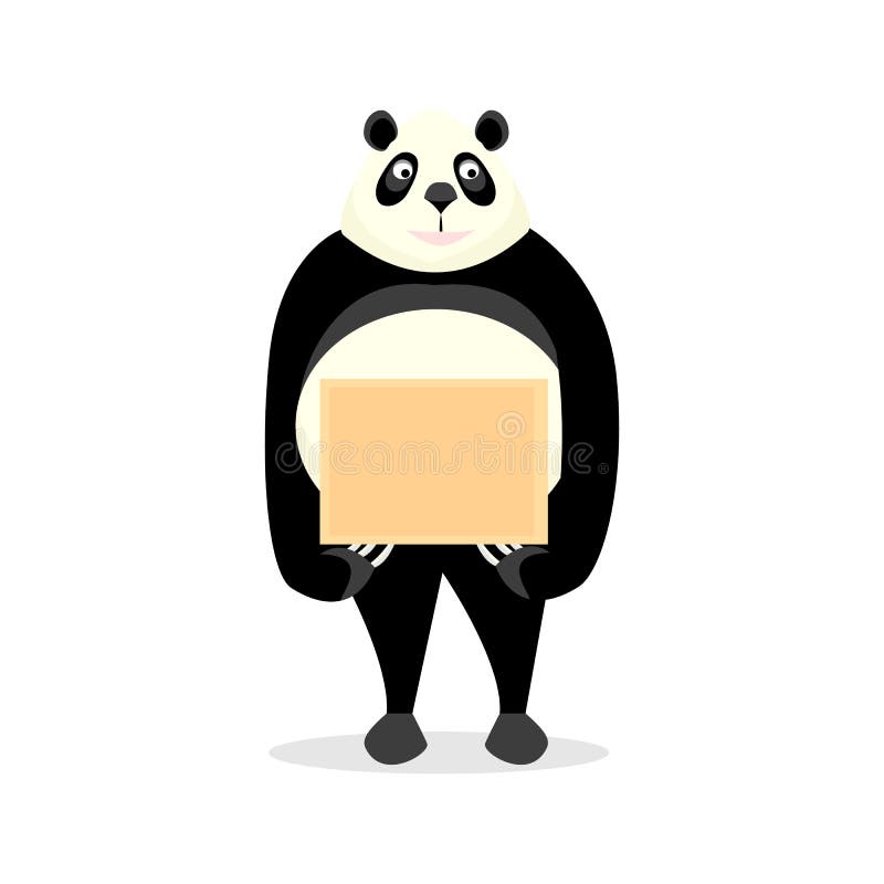 Funny panda holding a sign stock vector. Illustration of plant - 86154316
